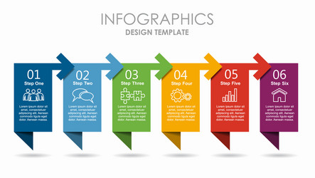 Infographic template 8 colored squares with arrows
