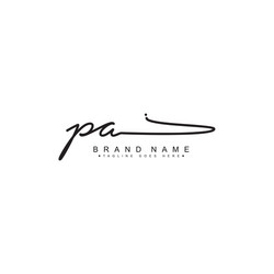 Pa simple signature logo - handwritten template Vector Image