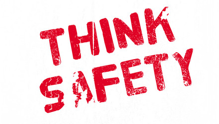 Think safety rubber stamp Royalty Free Vector Image