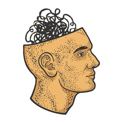 Confused thoughts line art sketch Royalty Free Vector Image