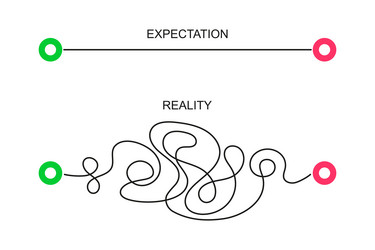 Concept of short straight path and long Royalty Free Vector