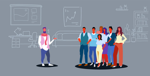 Businesspeople group listening their boss speech Vector Image