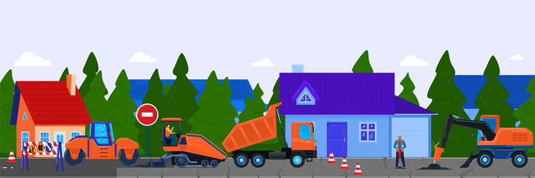 Road construction cartoon Royalty Free Vector Image