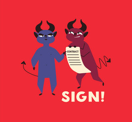 Devil hands holding contract Royalty Free Vector Image
