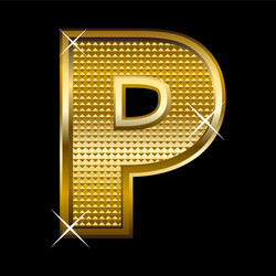 Letter p gold and diamond Royalty Free Vector Image