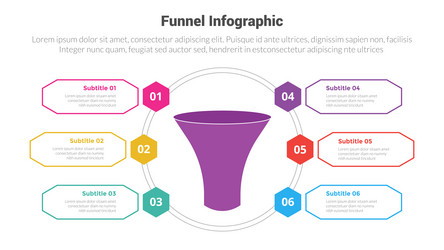 Funnel infographic with box unbalance shape Vector Image