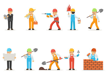 Construction workers team Royalty Free Vector Image