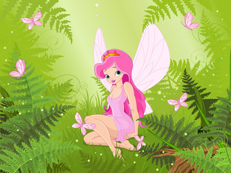 Pixy fairy on a swing Royalty Free Vector Image