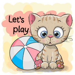 Cute cat with a ball Royalty Free Vector Image