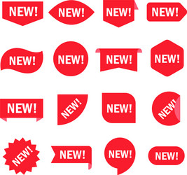 New stickers modern labels and corner red Vector Image