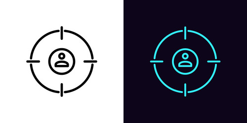 Outline education target icon with editable Vector Image