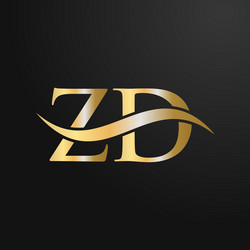 Gold zd letter logo design Royalty Free Vector Image
