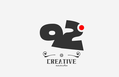 92 number logo with red white lines and dots Vector Image