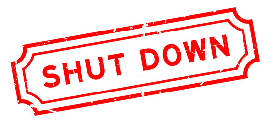 Grunge green shut down word rubber seal stamp Vector Image