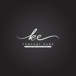 Initial letter ke logo - hand drawn signature Vector Image