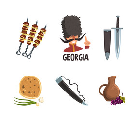 Georgia national symbols with flag cathedral Vector Image