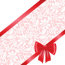 Lace red ribbon and bow Royalty Free Vector Image