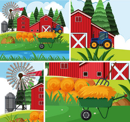 Simple farm background set Royalty Free Vector Image