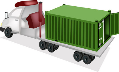 A flatbed trailer delivering cargo container Vector Image