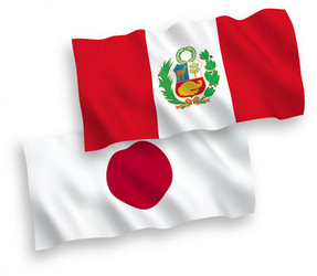 Peru and japan grunge flags connection Royalty Free Vector