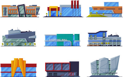 Shopping mall buildings of various design Vector Image