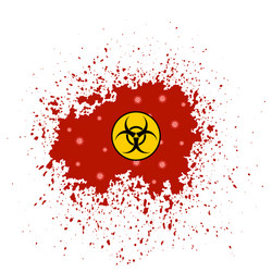 Biohazard icon and blood splash isolated on white Vector Image