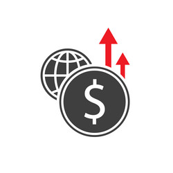 Currency increases arrow up Royalty Free Vector Image