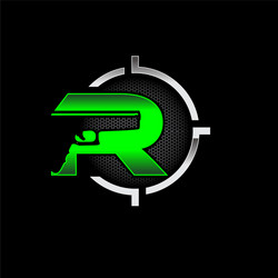 Initial logo for letter r with gun and tactical Vector Image