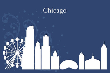 Outline chicago skyline with blue buildings Vector Image