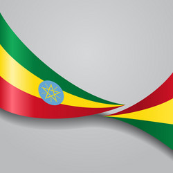 Ethiopian Flag Wavy Ribbon Royalty Free Vector Image