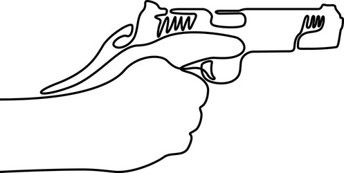 One continuous line drawing hand holding gun Vector Image