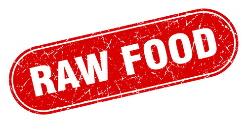 Raw food stamp label round grunge sign Royalty Free Vector