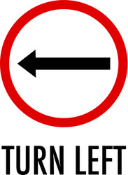 Turn left ahead sign on white background Vector Image