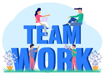Graphic cartoon character of team work Royalty Free Vector