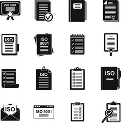 Standard icons set flat iso certified Royalty Free Vector