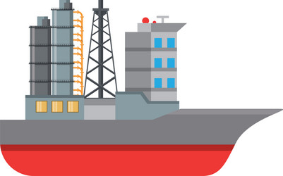 Oil refinery ship with pumps symbol isolated Vector Image