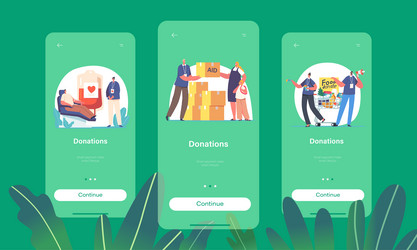 Donations mobile app page onboard screen template Vector Image