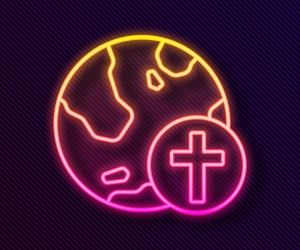 Isometric line christian cross with globe earth Vector Image