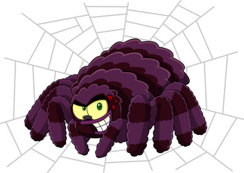 Smiling purple halloween spider cartoon character Vector Image