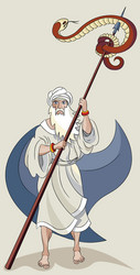 Moses turn staff into snake Royalty Free Vector Image