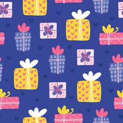 Gift wrapping paper cartoon seamless pattern Vector Image
