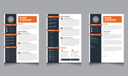 Black sidebar layout with resume template Vector Image