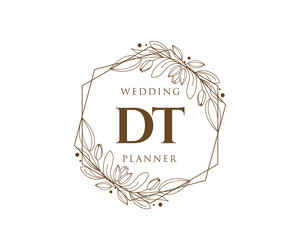 Dt initials letter wedding monogram logos Vector Image