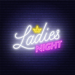 Ladies night neon sign party design Royalty Free Vector