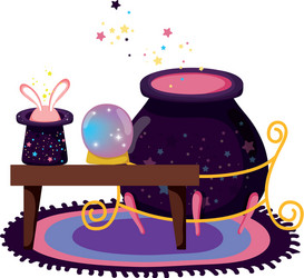 Table wooden with witchcraft items Royalty Free Vector Image