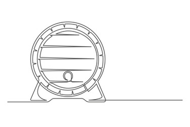 Metal beer keg one line continuous drawing Vector Image