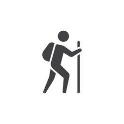 Man hiking filled color icon linear style sign Vector Image