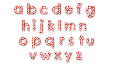 Christmas candy cane lettering font set Royalty Free Vector