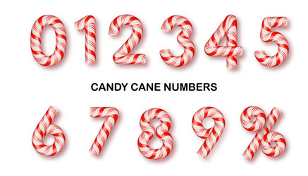 Christmas candy cane lettering font set Royalty Free Vector