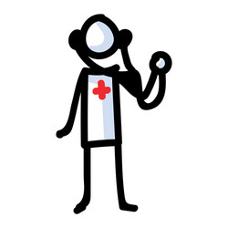 Hand drawn stick figure paramedic and patient Vector Image